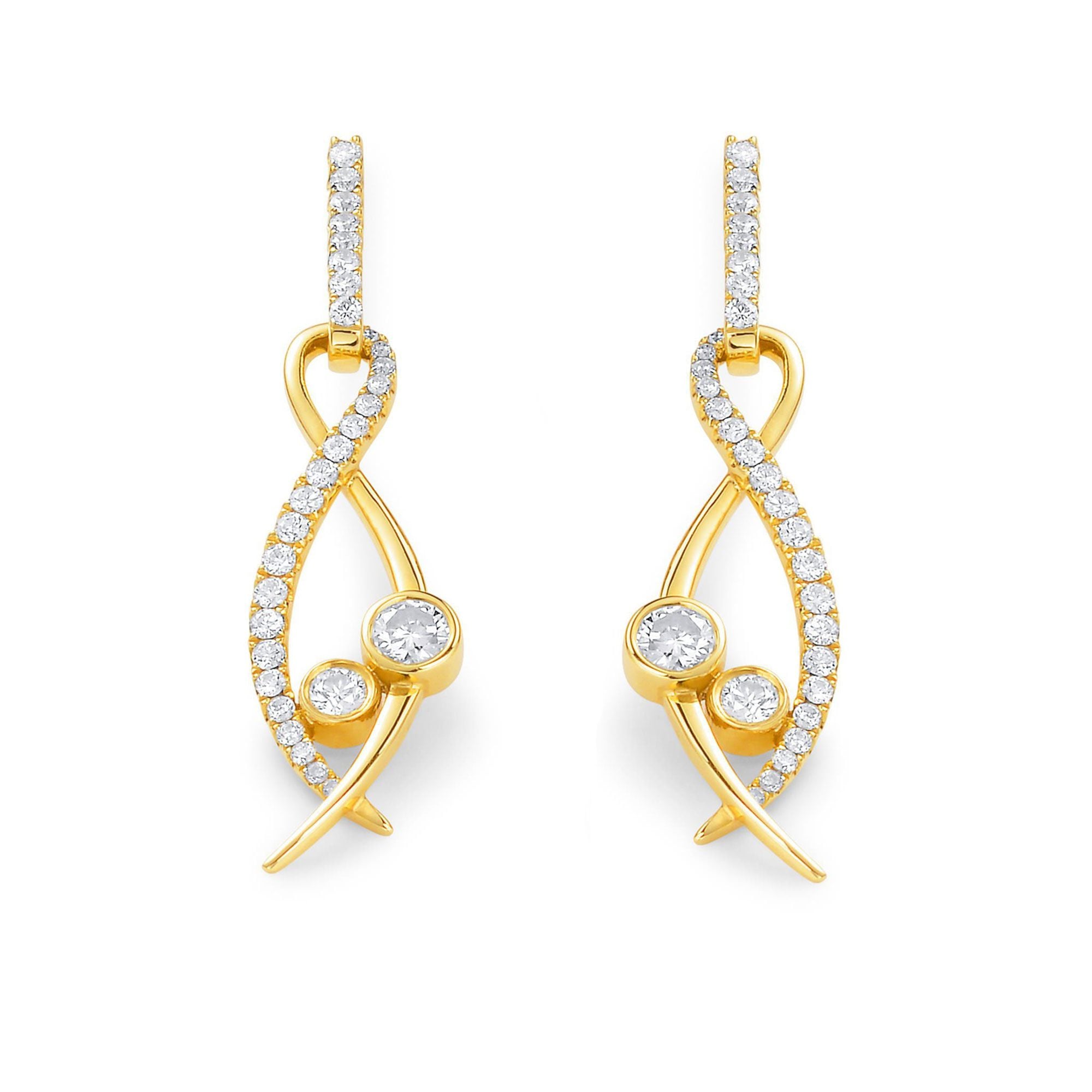 Lunar Yellow Gold Diamond Drop Earrings – DMR