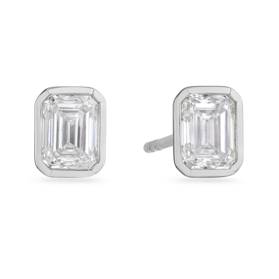 Day Diamonds Platinum Emerald Cut Diamond Stud Earrings – DMR
