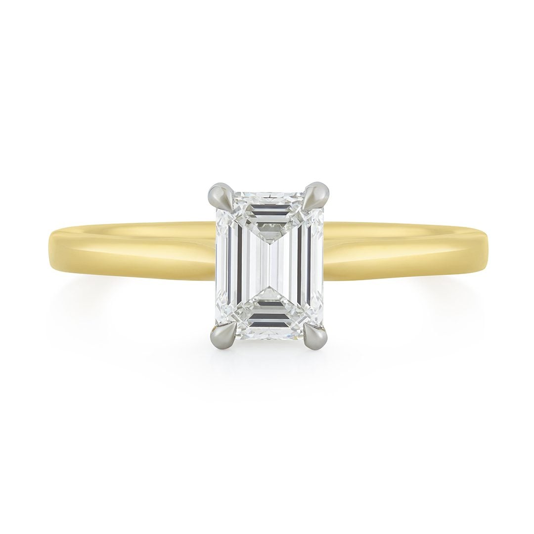 Emerald Cut Diamond Ring | Yellow Gold and Platinum | David M Robinson ...